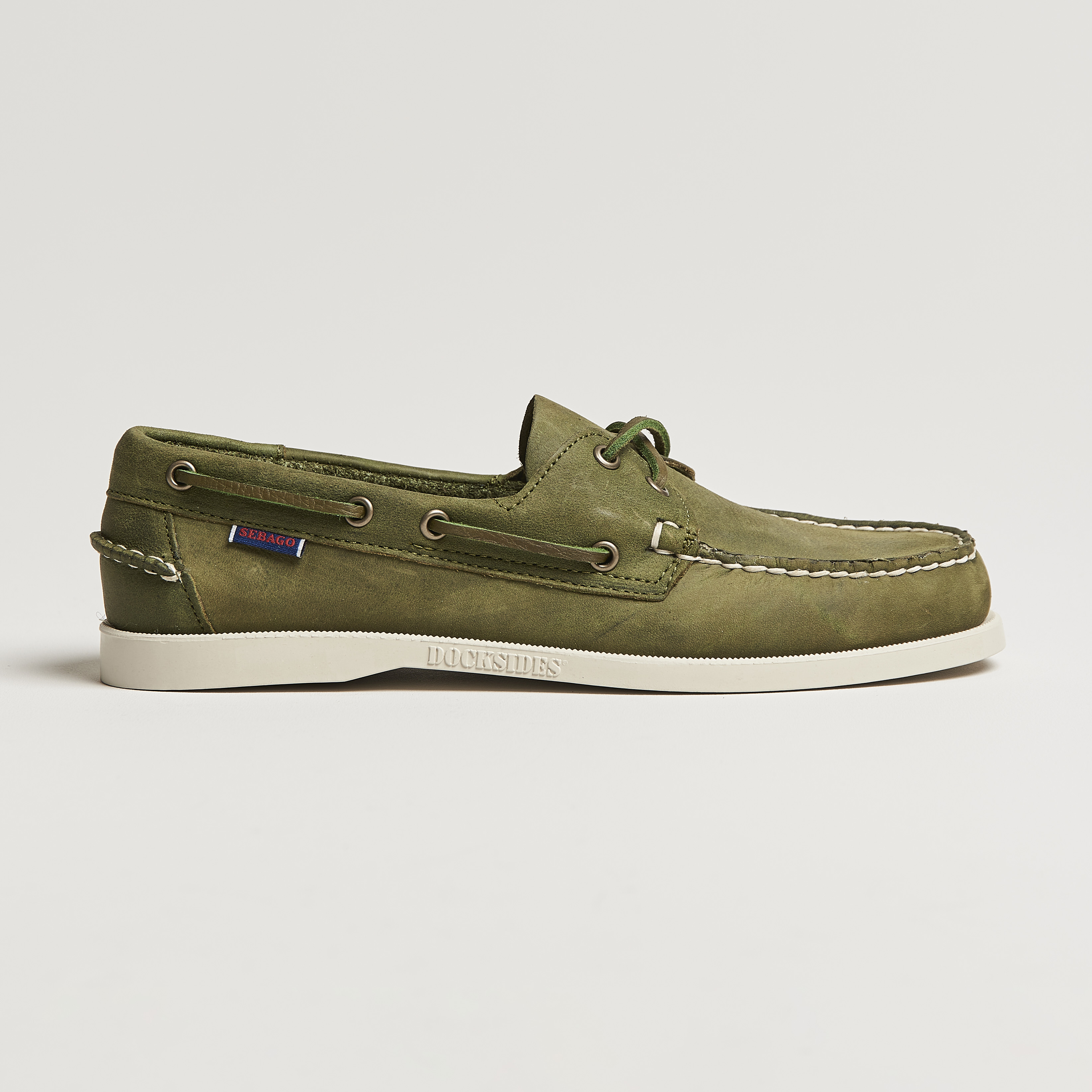 Sebago Docksides Nubuck Boat Shoe Green Military | Man - CareOfCarl.nl