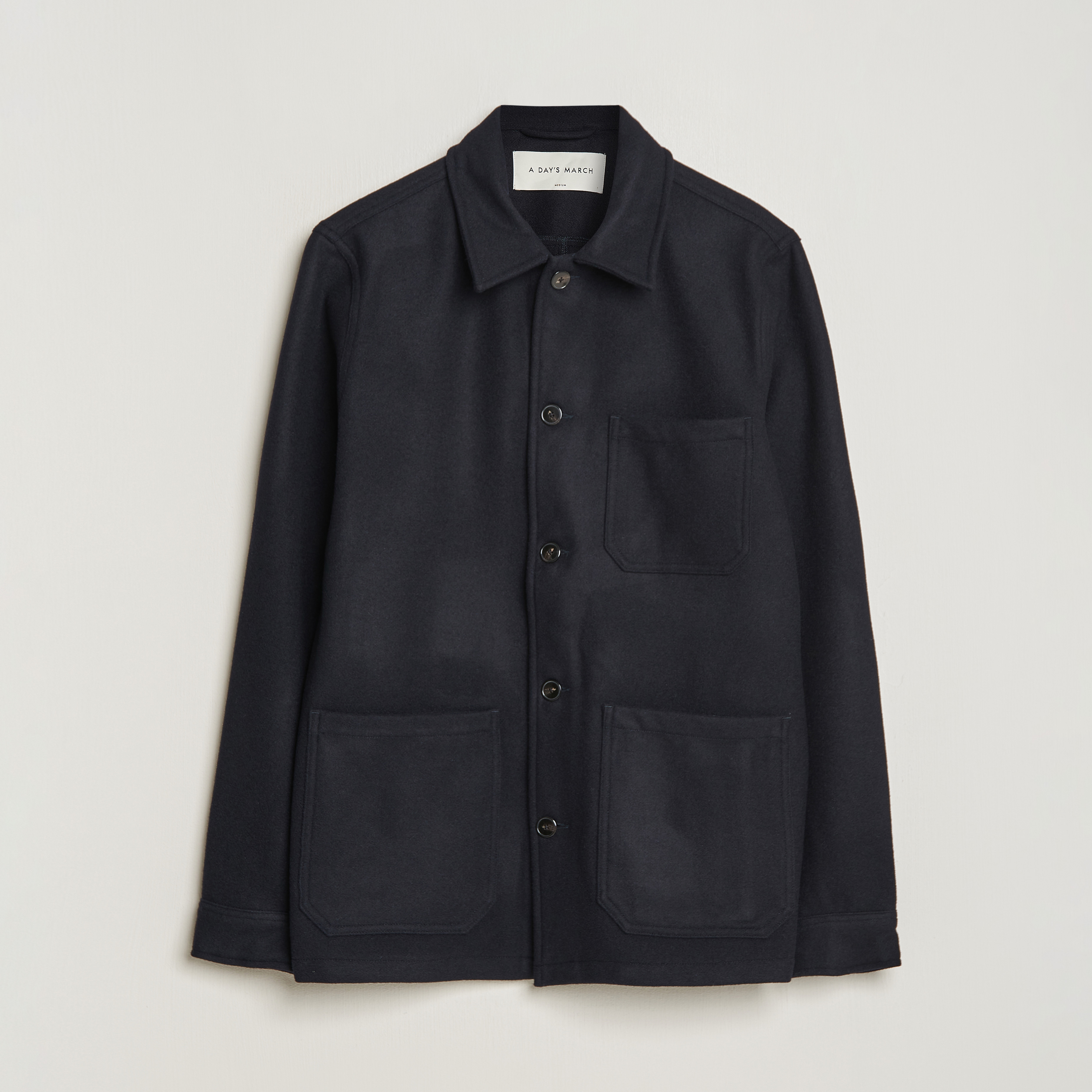 A Day's March Wool Overshirt Navy - Acheter A Day's March CareOfCarl.fr.