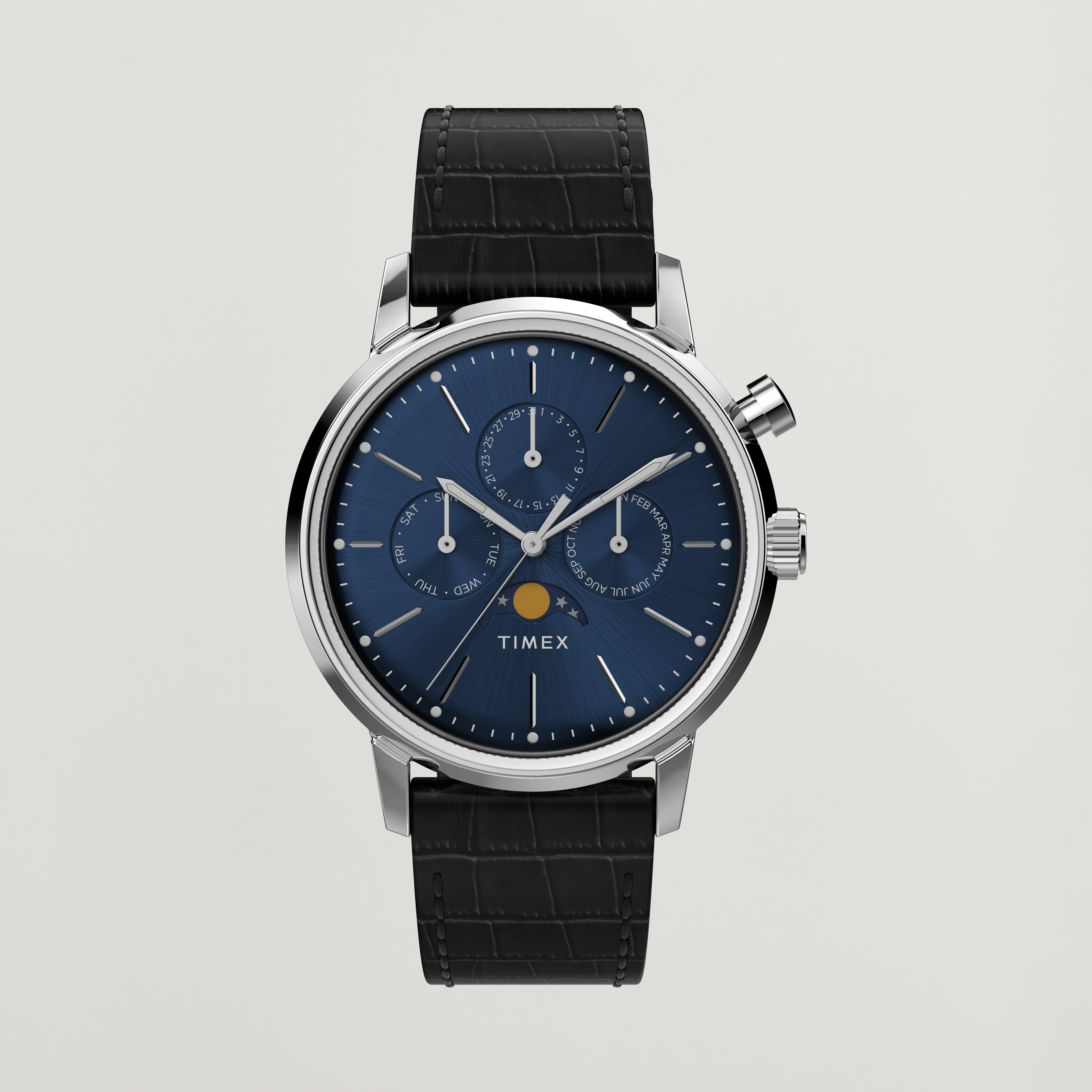 Timex Marlin Moon Phase Quartz 40mm Blue Dial - Acheter Timex CareOfCarl.fr