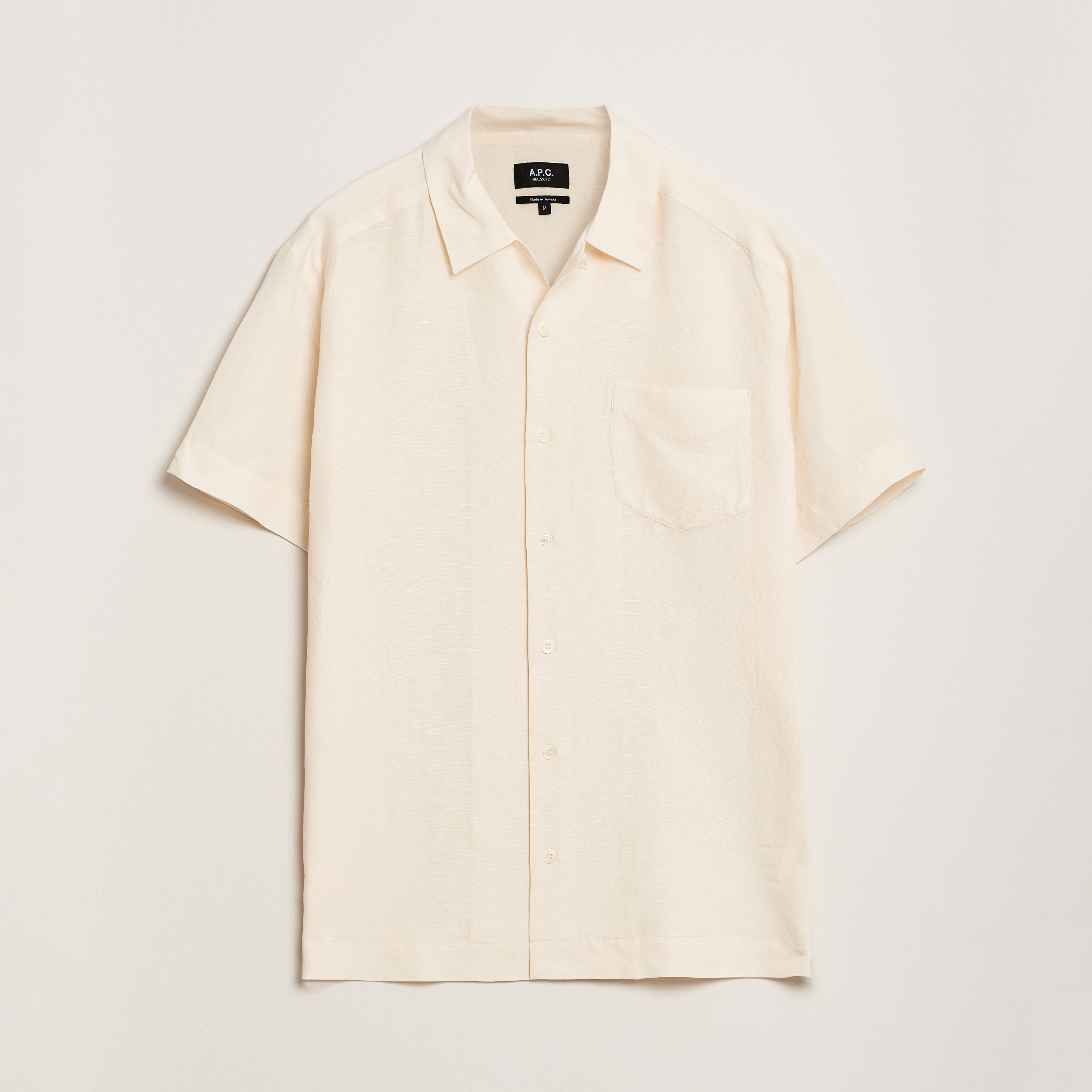 A.P.C. Roy Woven Short Sleeve Shirt Ecru | Man - CareOfCarl.nl