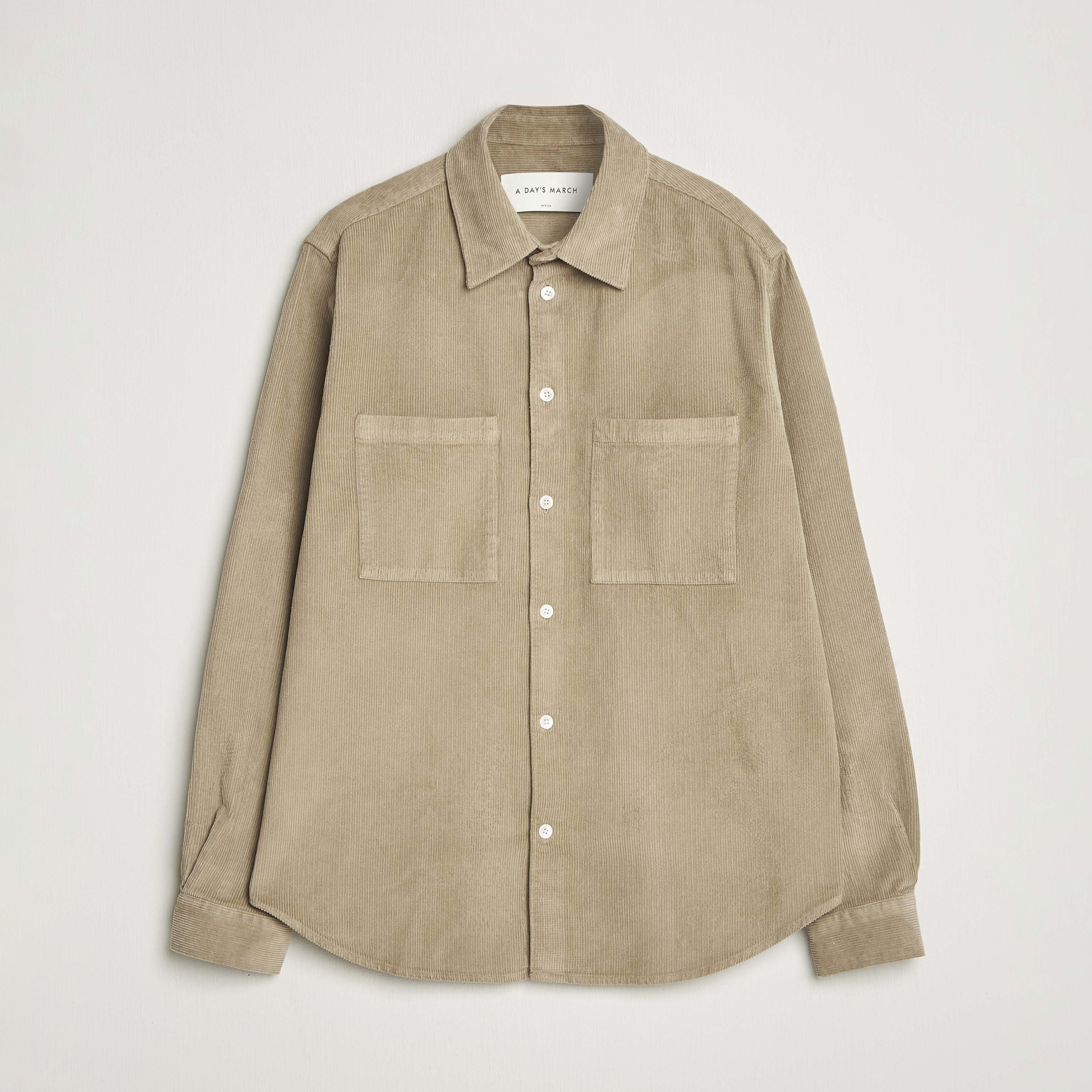 A Day's March Rupert Cord Shirt Greige | Man - CareOfCarl.nl