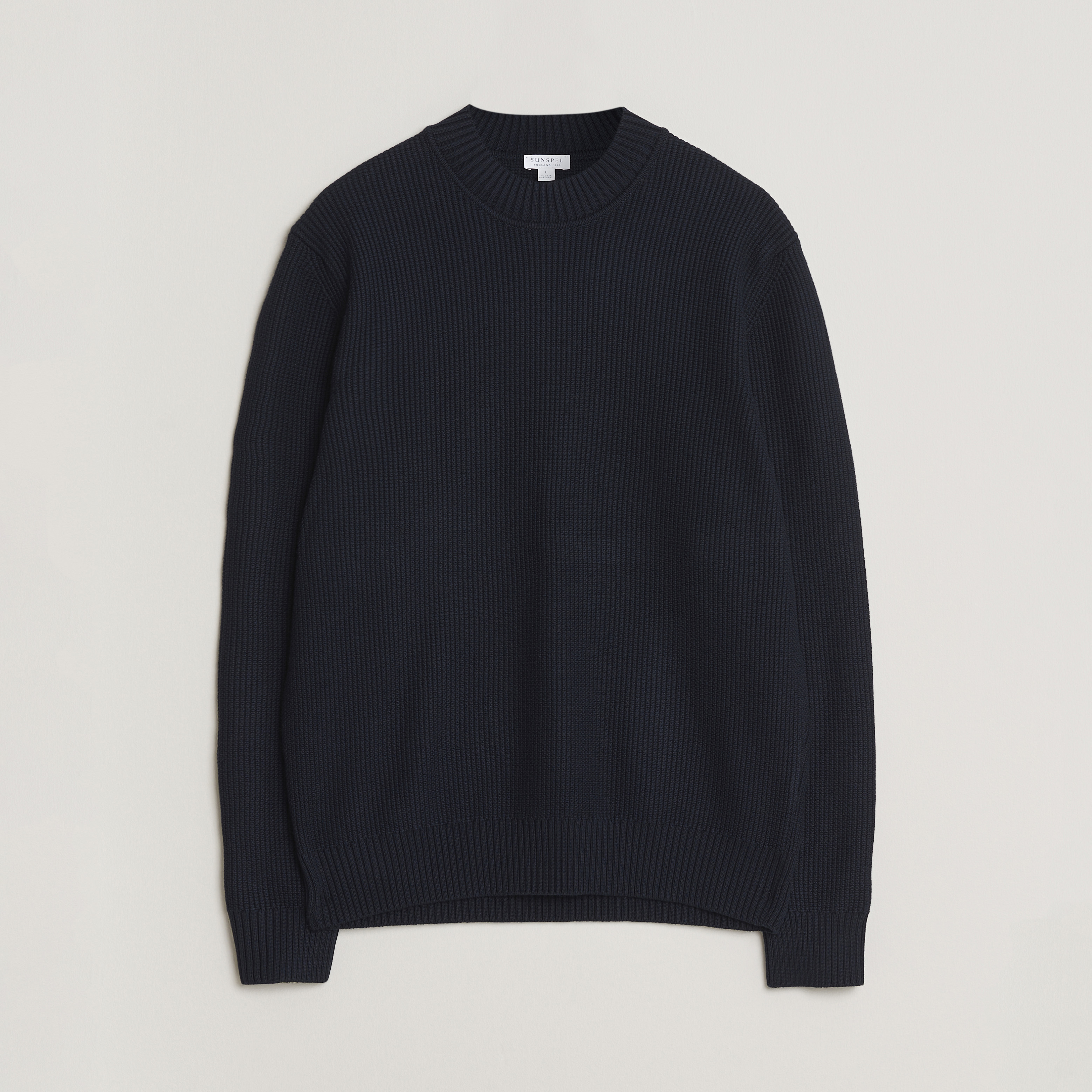 Sunspel Cotton Stitch Mock Neck Navy | Man - CareOfCarl.nl